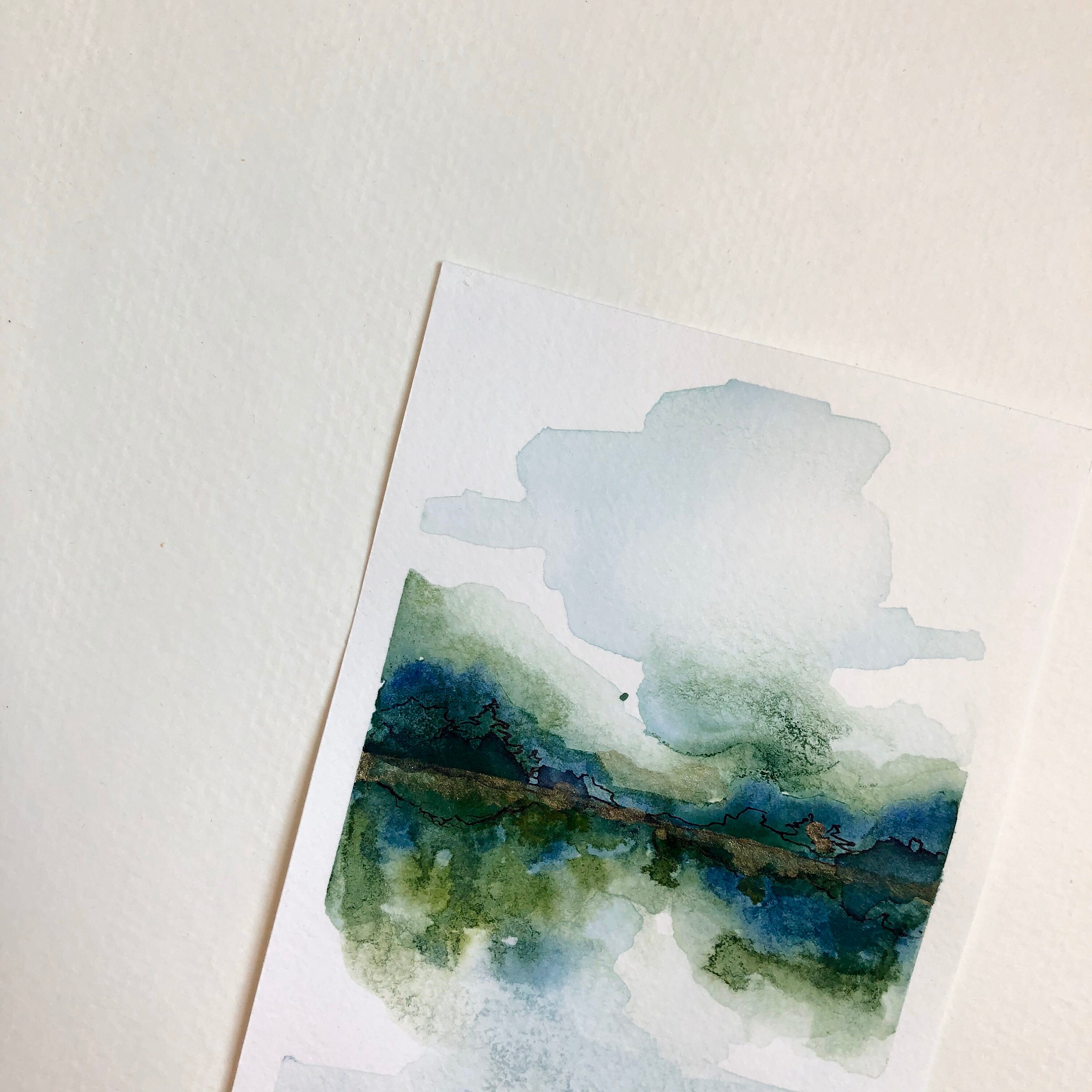 Misty Morning Marsh Watercolor | Abstract Watercolor Landscape ...