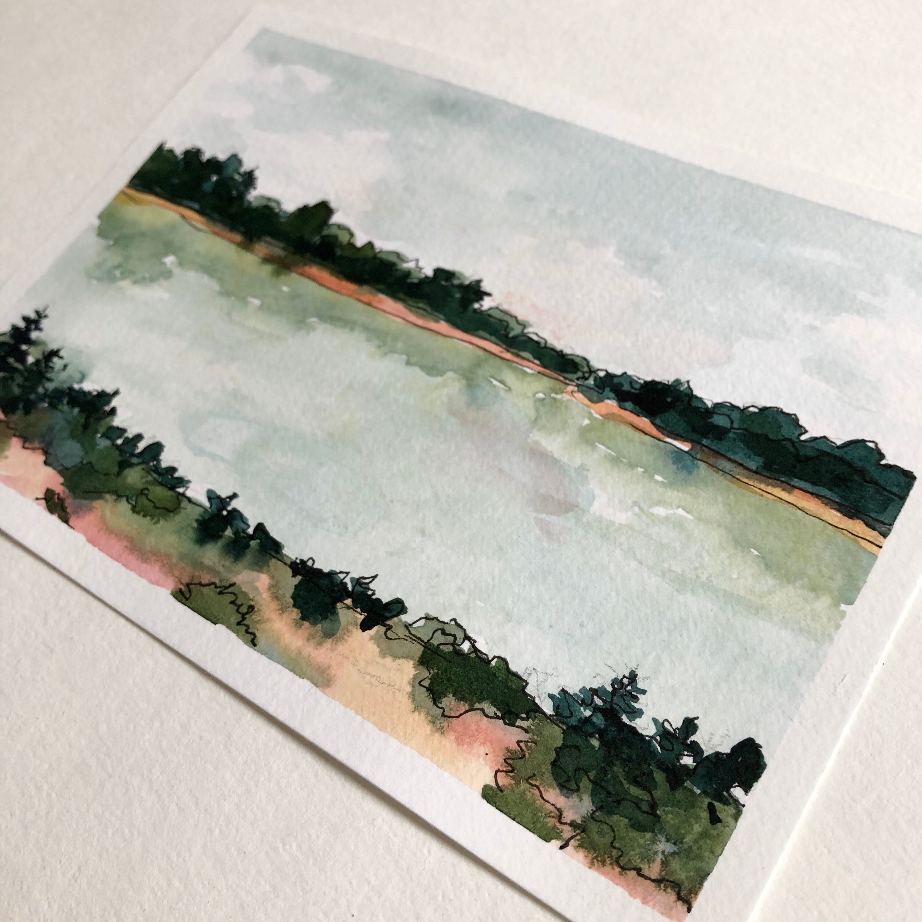 River View Watercolor Landscape | Colorful Landscape Art | Abstract ...