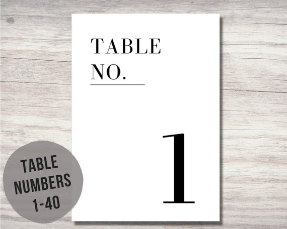 Modern Table Number Printable Simple Table Numbers Printable - Etsy