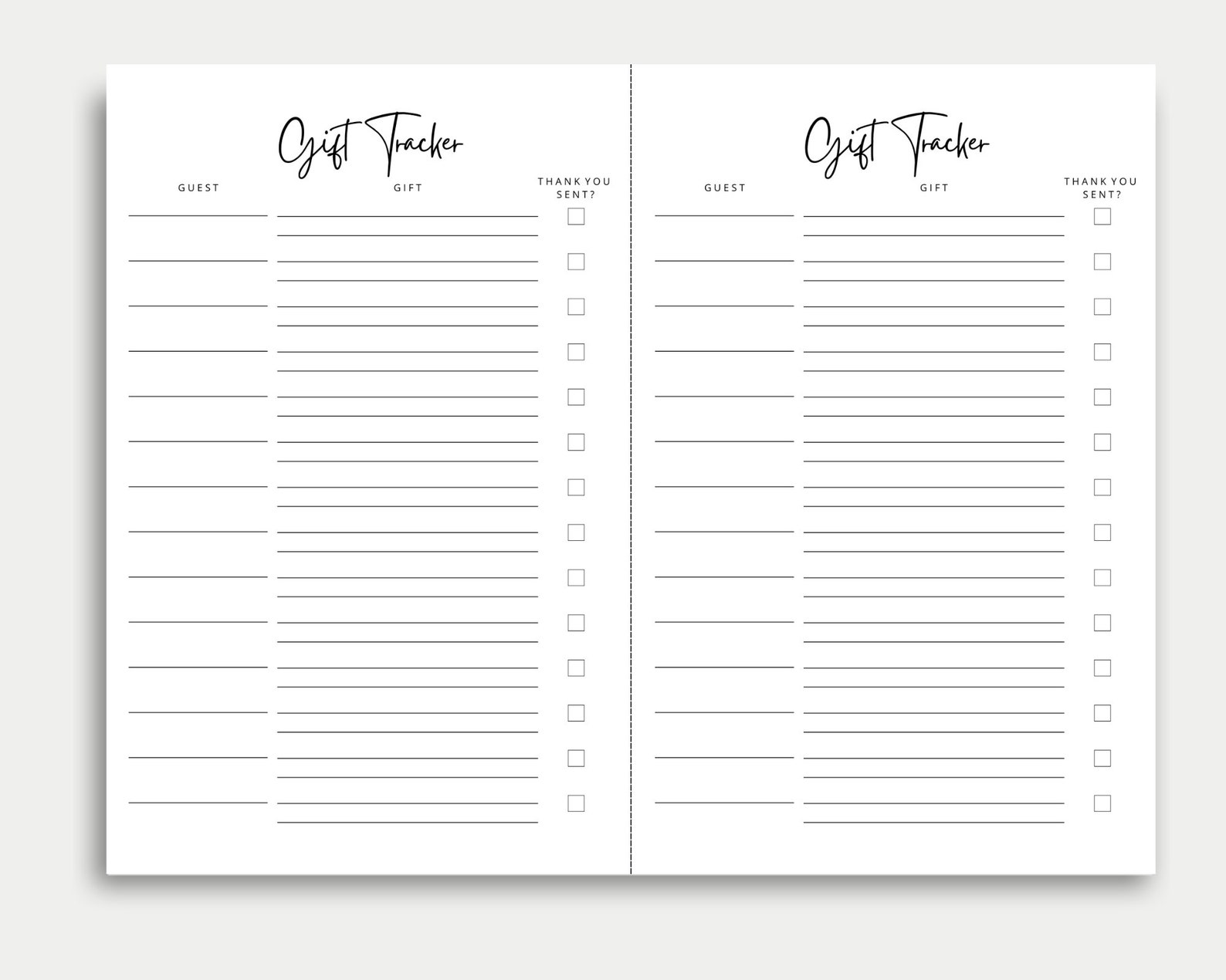 Gift Tracker, Gift List, Gift Log, Wedding Gift Log, Wedding Gift ...