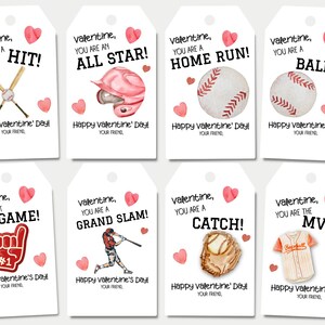 Kids Baseball Valentines, Baseball Valentines Day Tags, Baseball Card ...