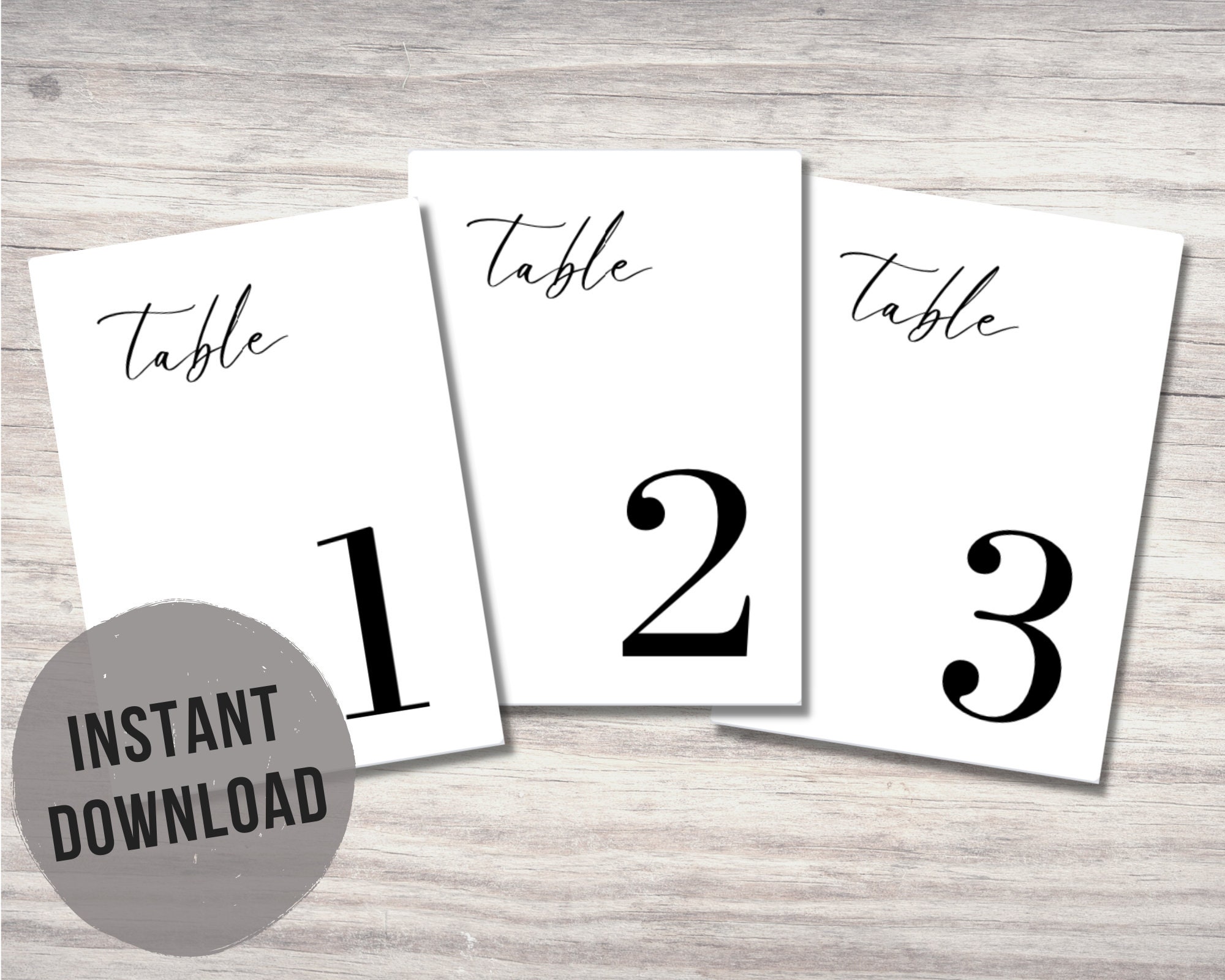 Modern Table Number Printable, Simple Table Numbers, Printable Table ...