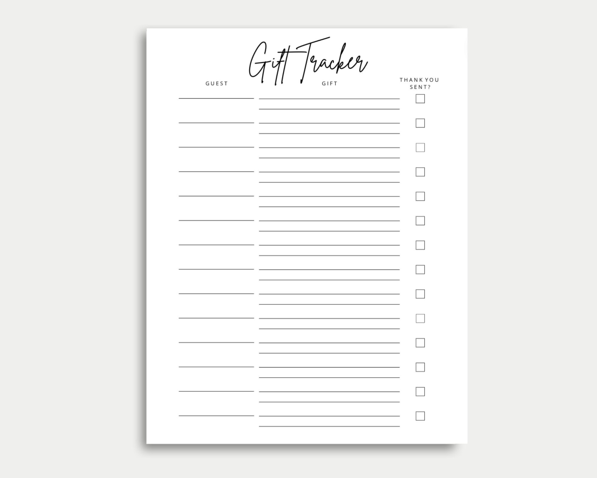 Gift Tracker Gift List Gift Log Wedding Gift Log Wedding - Etsy