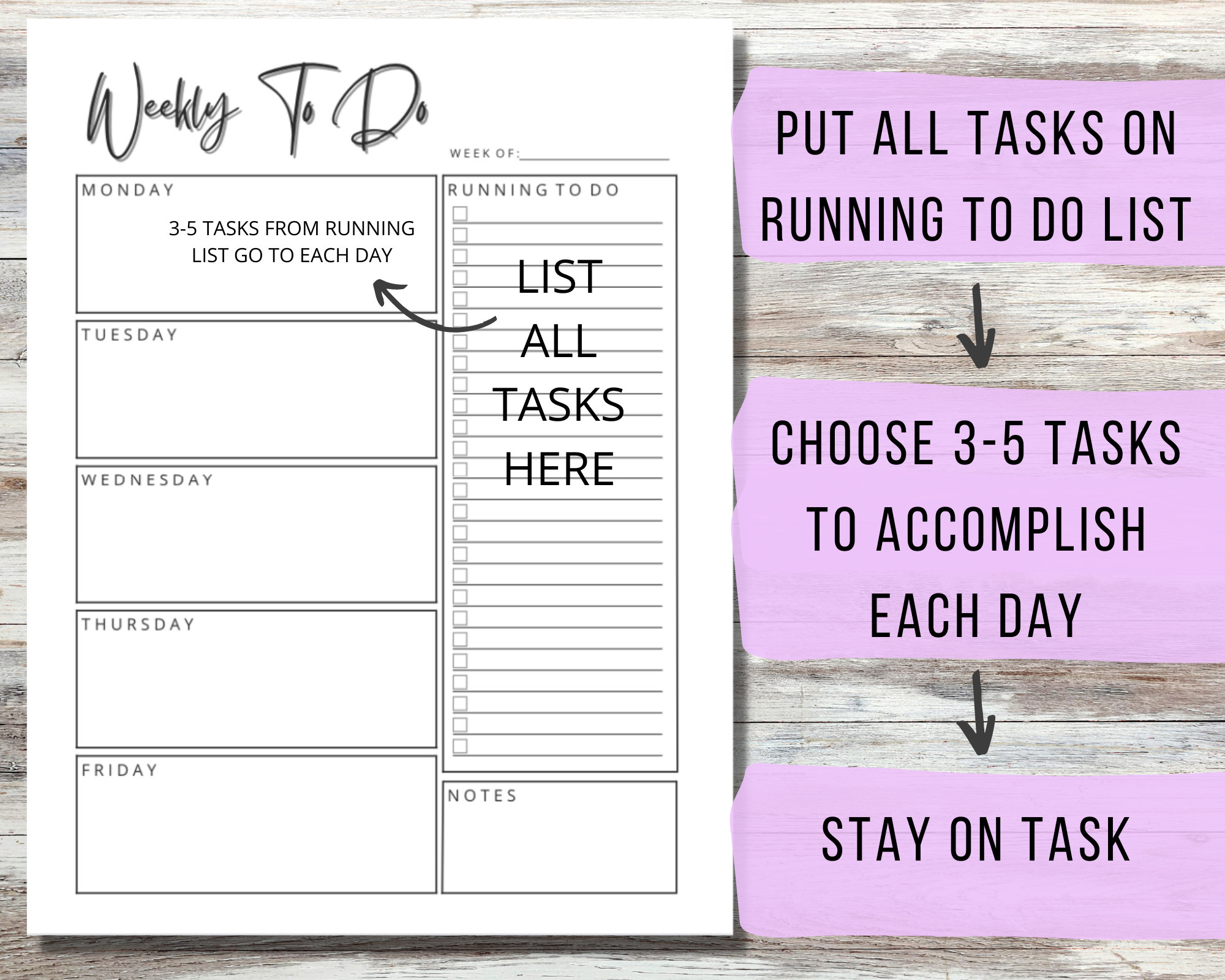 Weekly to Do List Printable, Weekly Agenda, Weekly Planner, Week at A ...