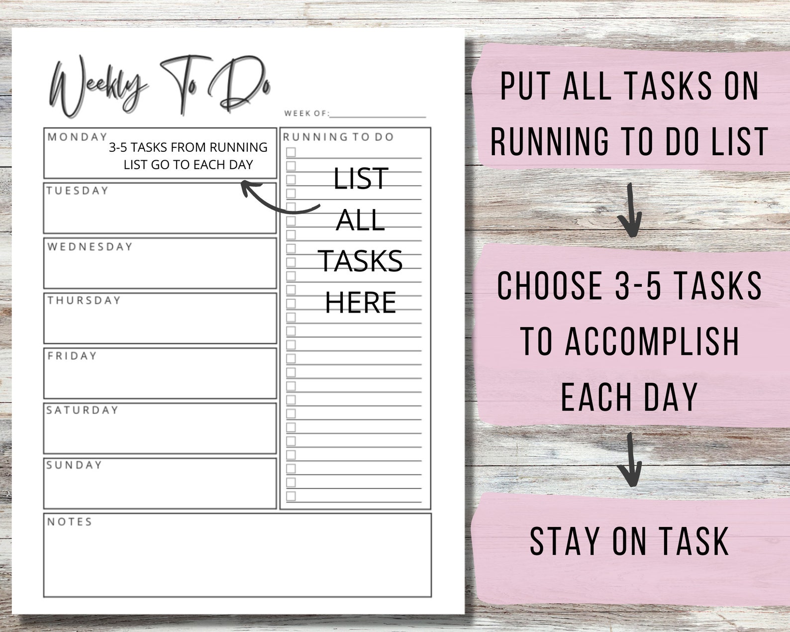 Weekly to Do List Printable Weekly Agenda Weekly Planner - Etsy
