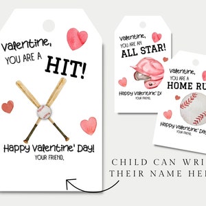 Kids Baseball Valentines, Baseball Valentines Day Tags, Baseball Card ...