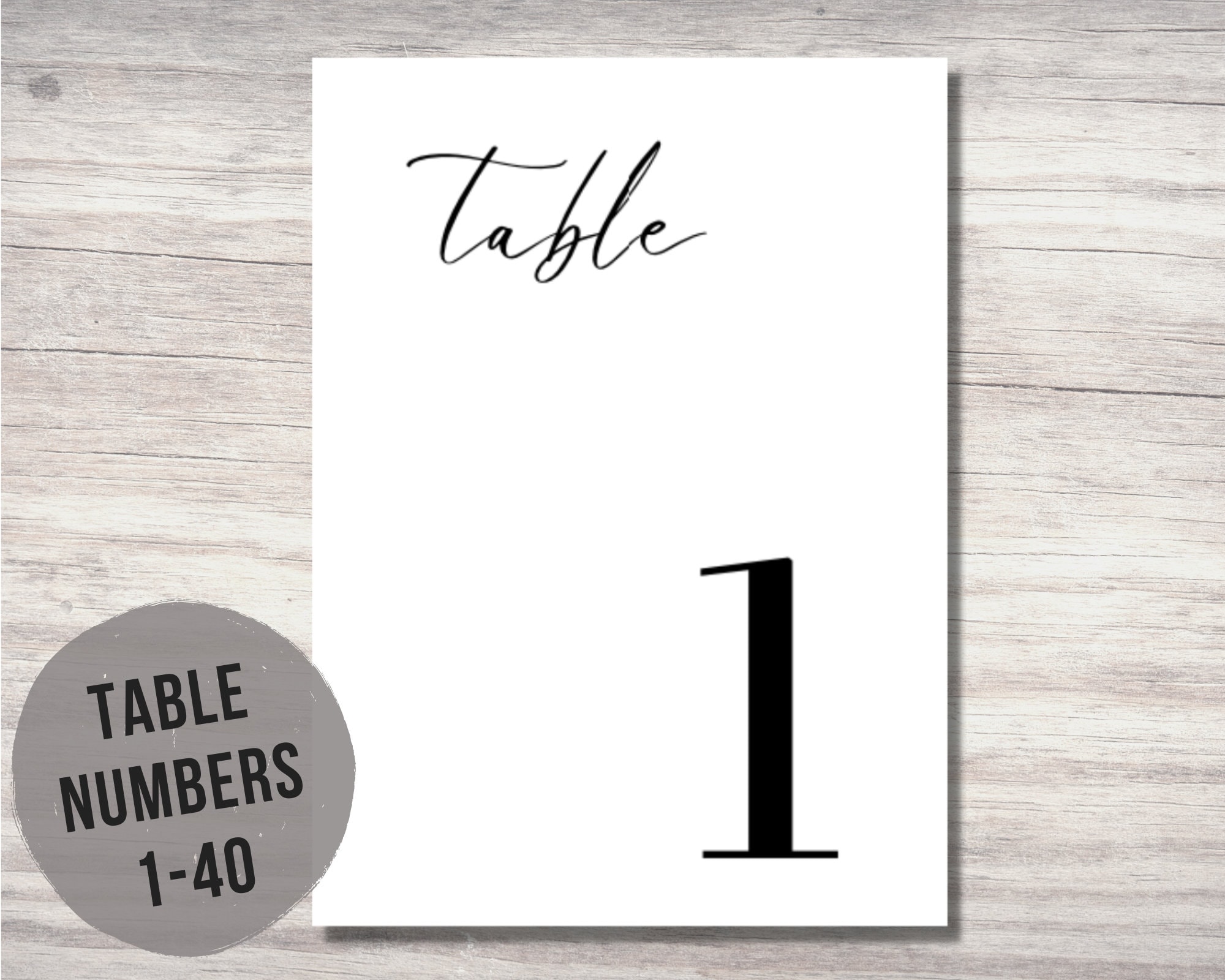 Modern Table Number Printable Simple Table Numbers Printable - Etsy