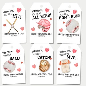 Kids Baseball Valentines, Baseball Valentines Day Tags, Baseball Card ...