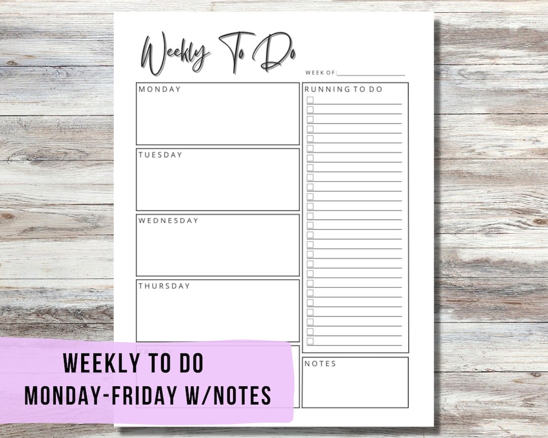 Weekly to Do List Printable, Weekly Agenda, Weekly Planner, Week at A ...