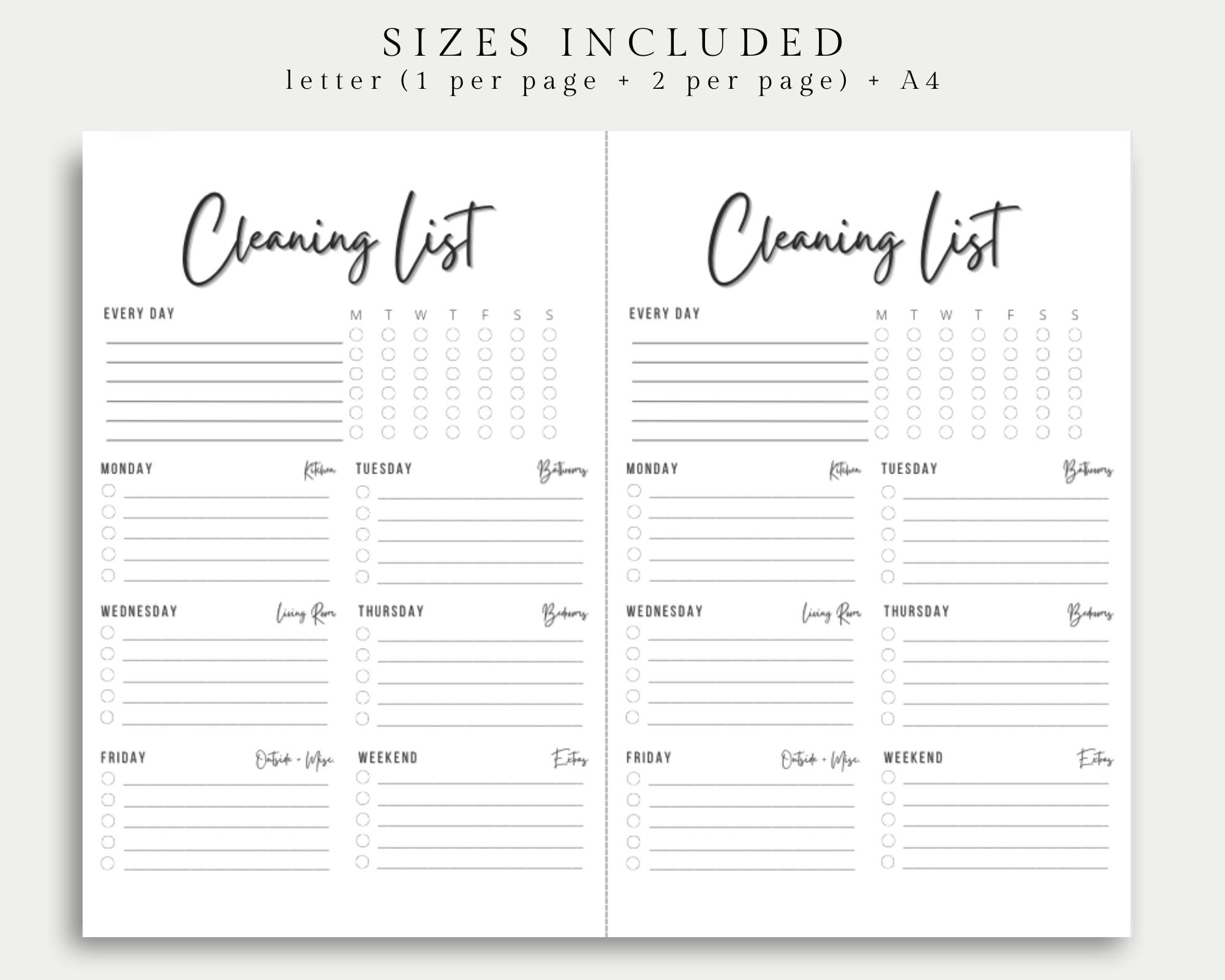 Cleaning List | Weekly Cleaning List | Cleaning Schedule | Deep ...
