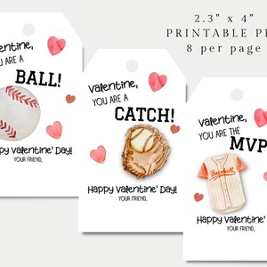 Kids Baseball Valentines, Baseball Valentines Day Tags, Baseball Card ...