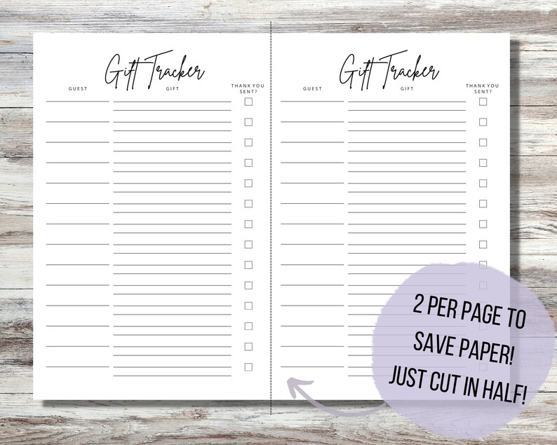 Gift Tracker Gift List Gift Log Wedding Gift Log Wedding | Etsy