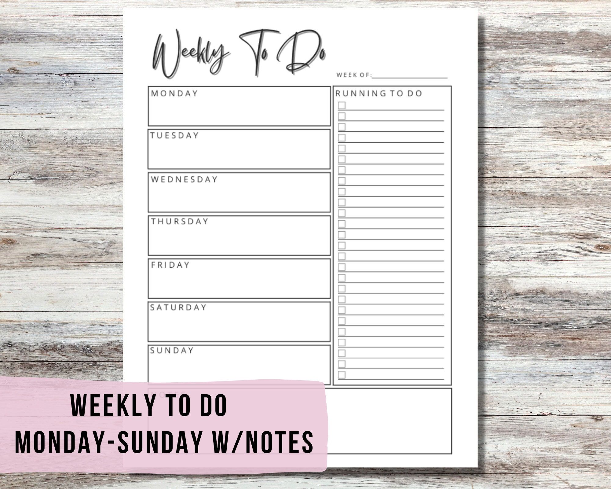 Weekly to Do List Printable Weekly Agenda Weekly Planner - Etsy