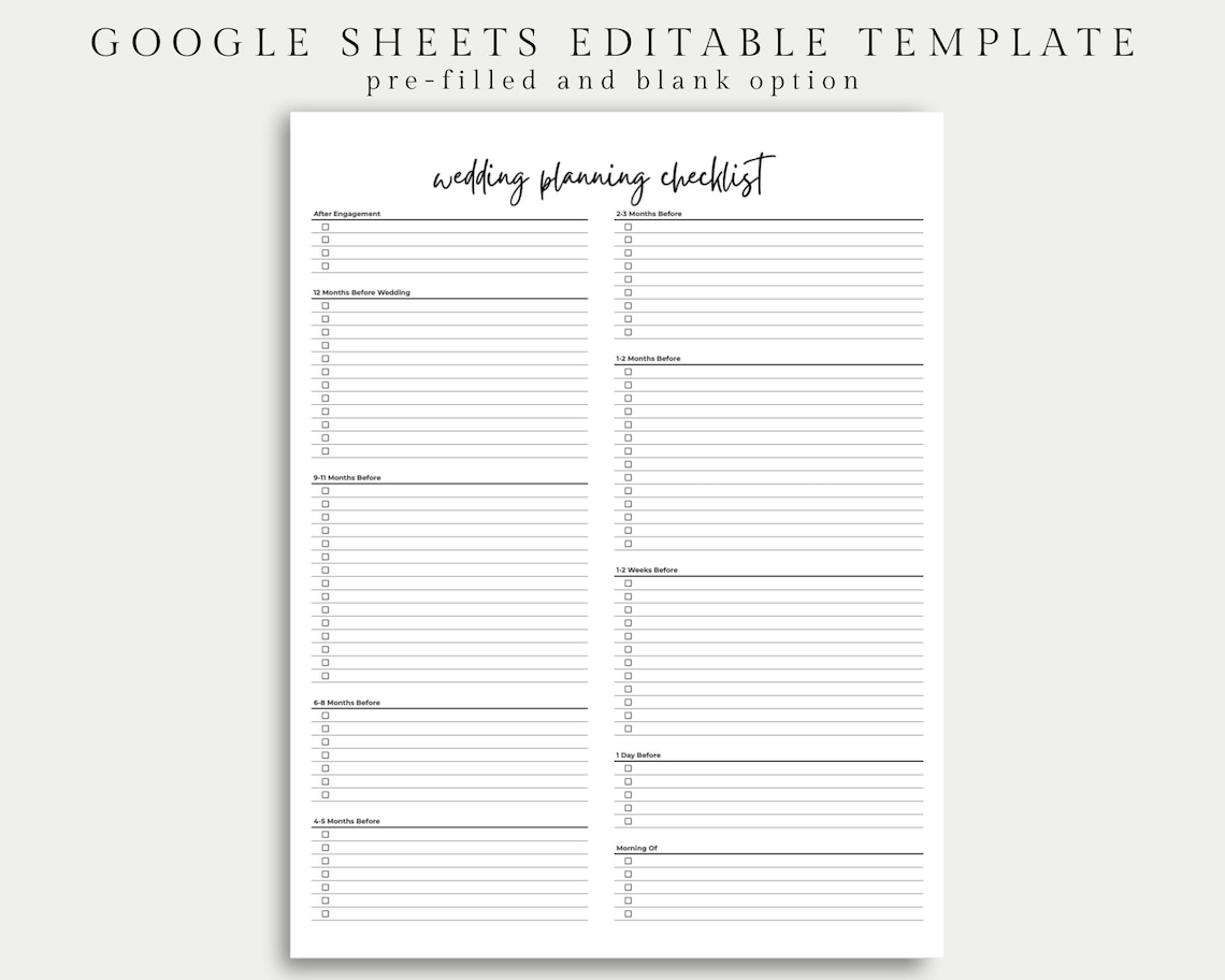 Simple Wedding Checklist, Wedding Checklist Digital, Wedding Checklist ...