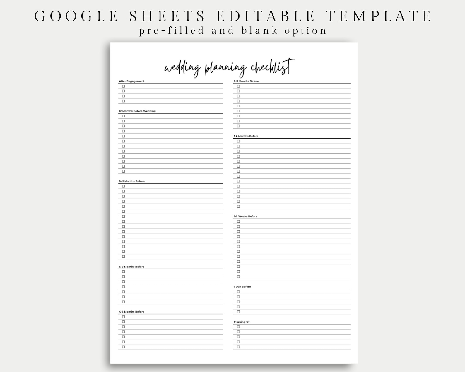 Simple Wedding Checklist, Wedding Checklist Digital, Wedding Checklist ...