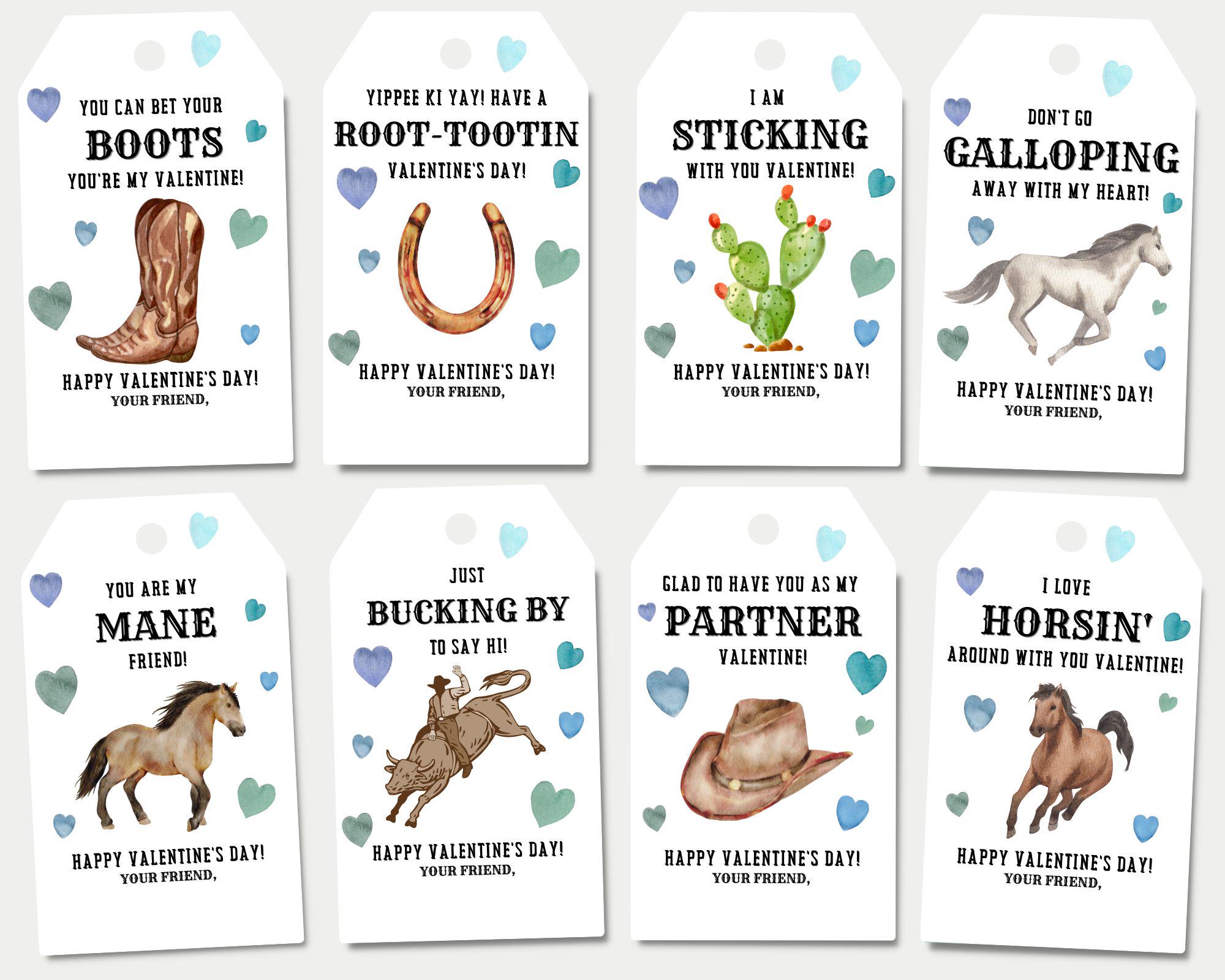 Rodeo Cowboy Western Valentines Day Tags, Rodeo Cowboy Western ...