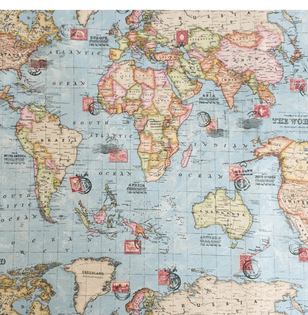 World Map Tablecloths .rectangle , Oval or Round .135cm Wide up to ...