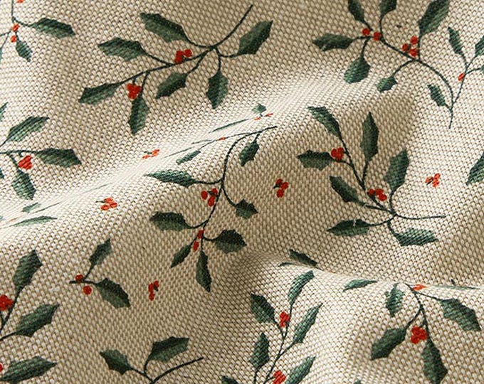 Christmas Holly Tablecloth. Rectangle, Round or Oval. Cotton Linen Look ...