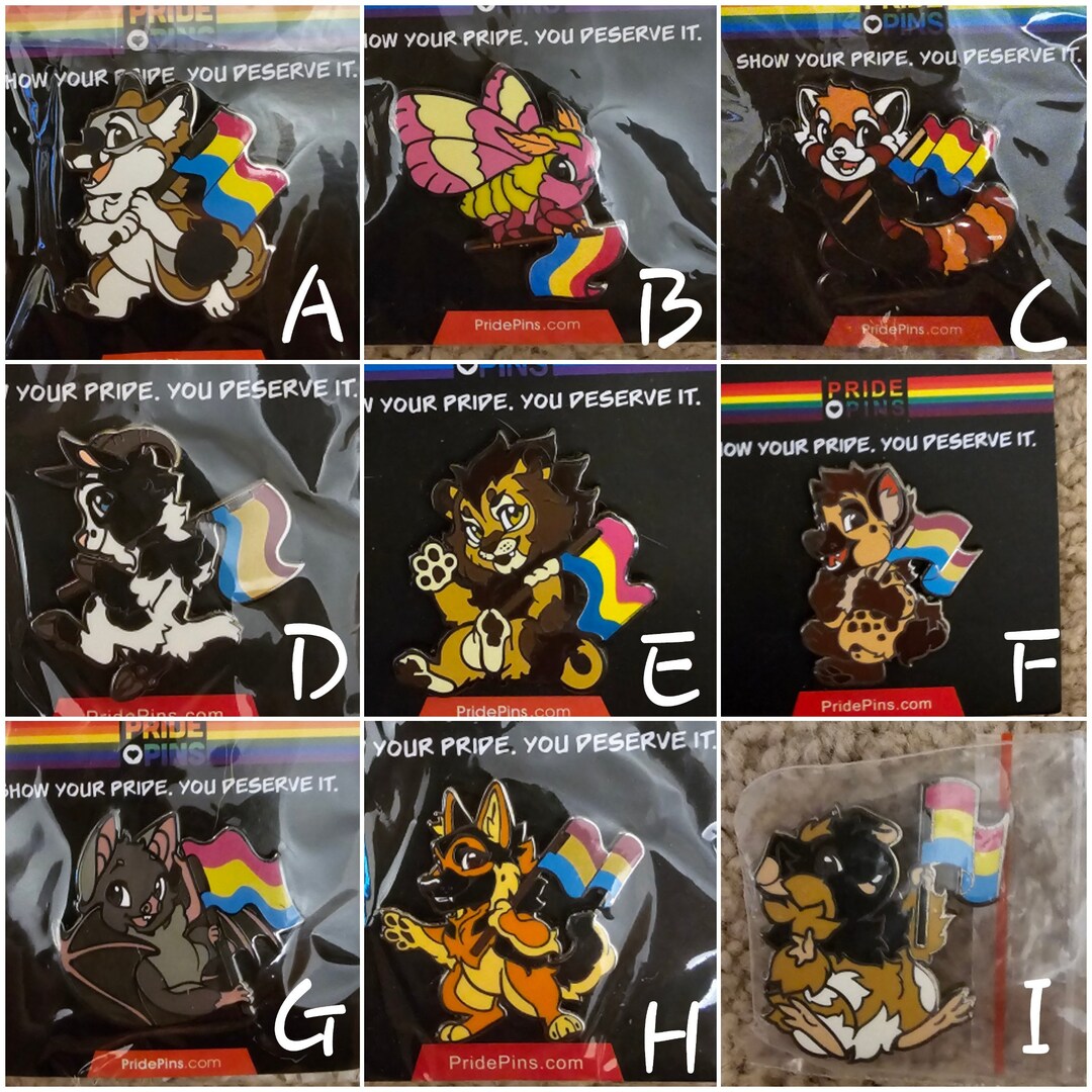 Pansexual Pride Flag Fursona Pins Pride Pins B GRADE - Etsy