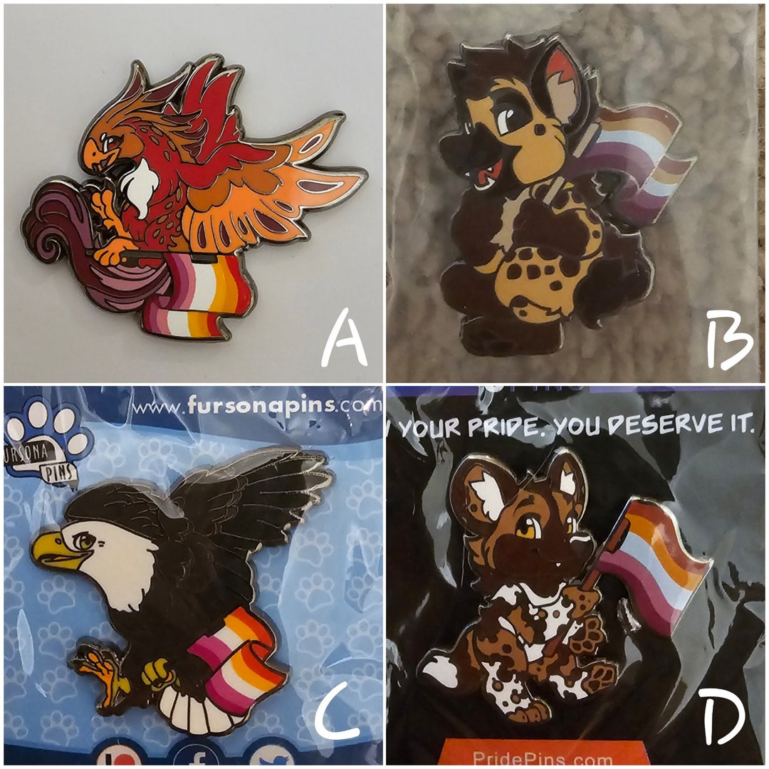 Lesbian Pride Flag Fursona Pins Pride Pins B GRADE - Etsy