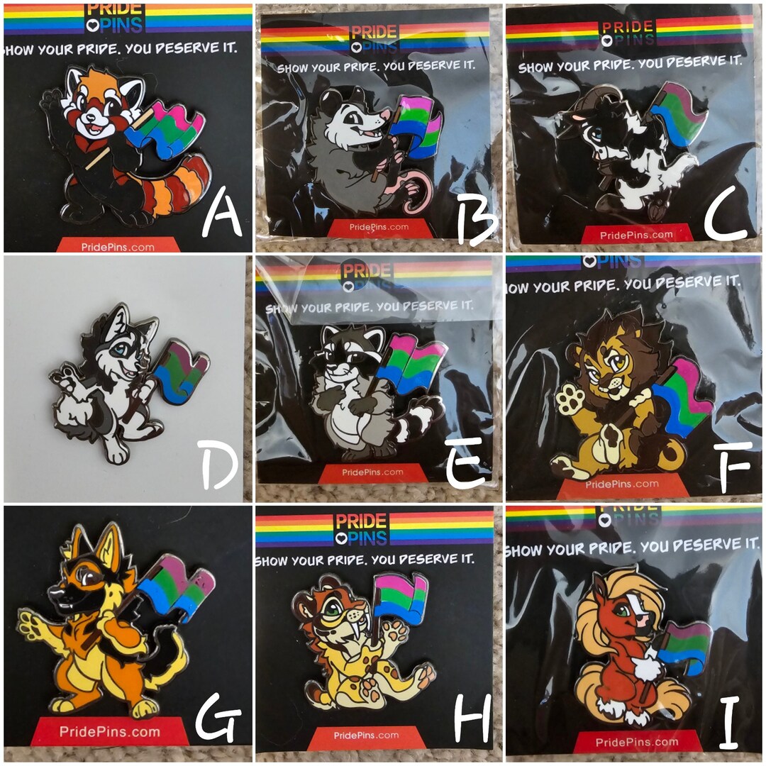Polysexual Pride Flag Fursona Pins Pride Pins B GRADE - Etsy