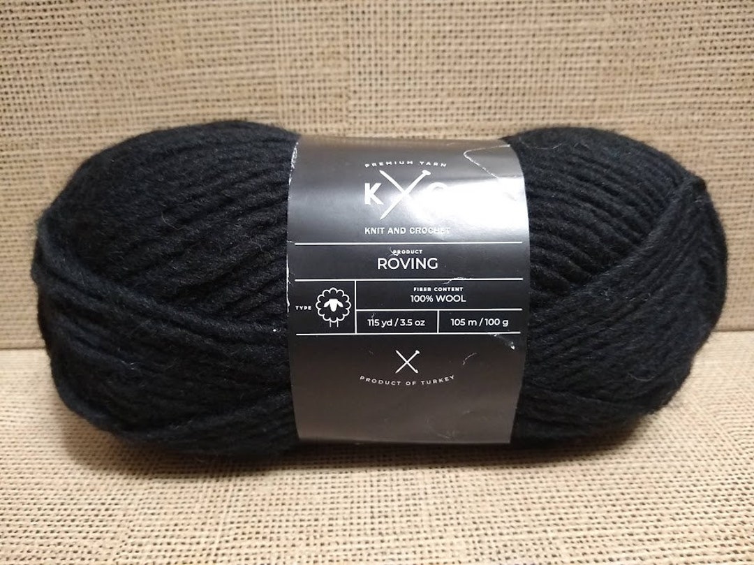 Buttercream or K&C Roving Yarn / Black/ 100% Wool / 115 Yards - Etsy