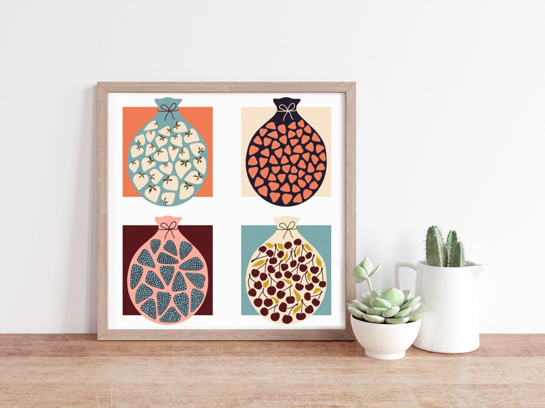 Berry Bliss Collection: All Four Berry Bags Illustration Matte Poster ...