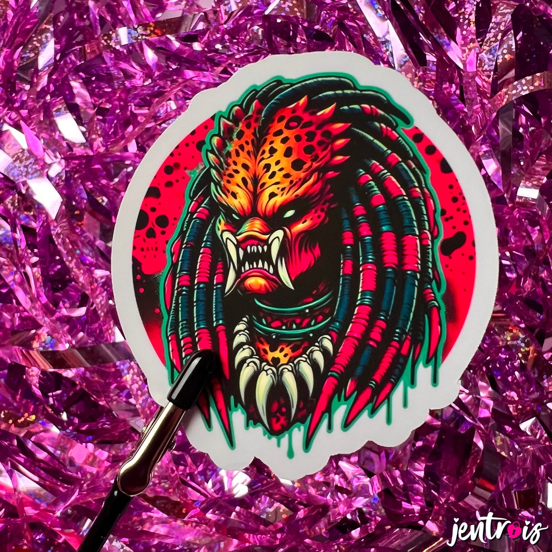 Predator Rainbow Holographic Sticker Lowbrow Horror Illustration Decal ...