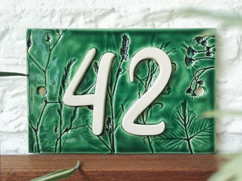 Handmade Ceramic House Number Sign | Botanical Address Plate - Etsy