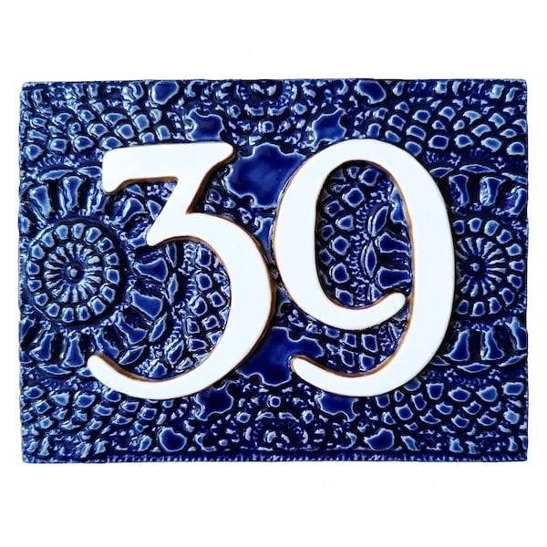 Blue House Number Plaque - Etsy
