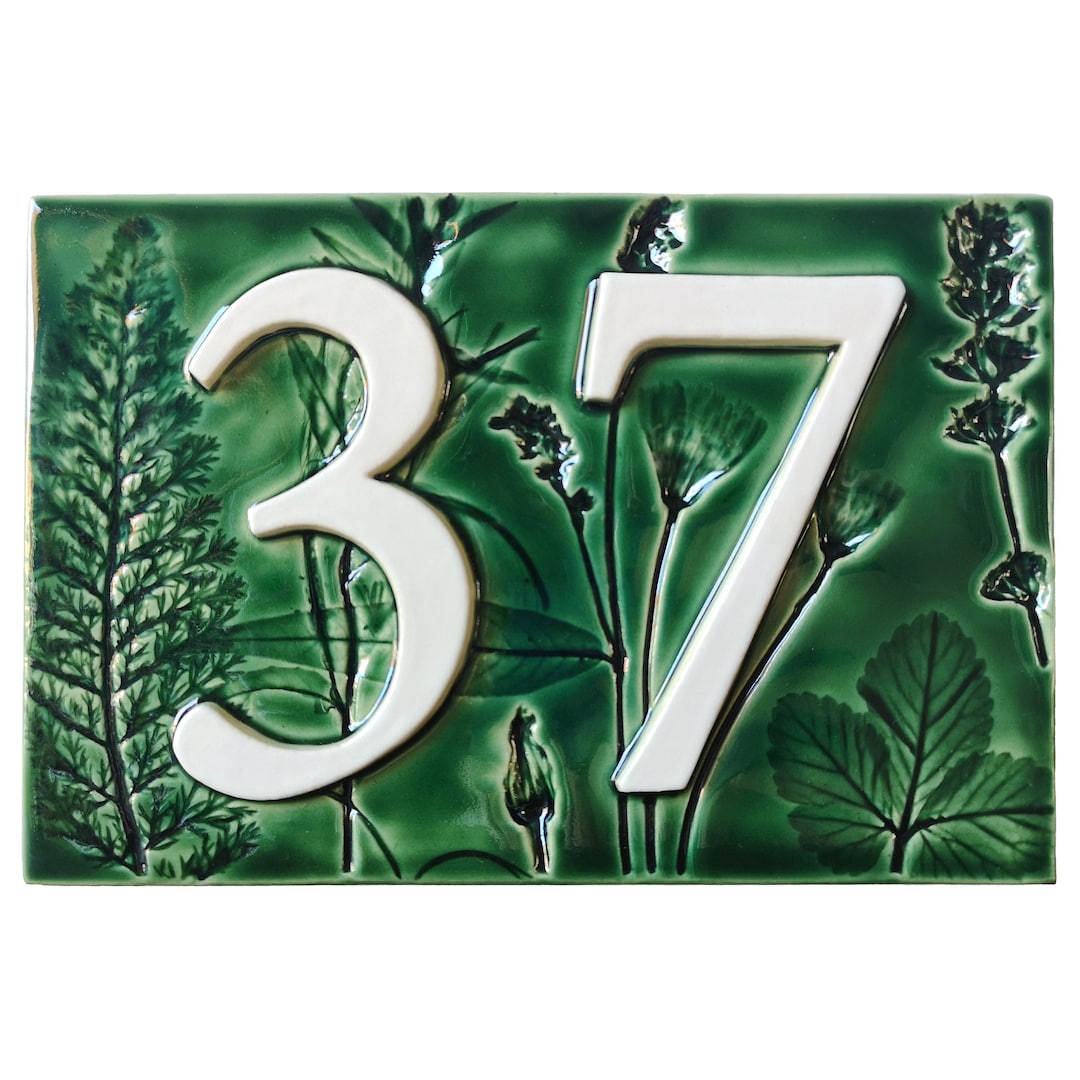 Handmade Ceramic House Number Sign | Botanical Address Plate - Etsy