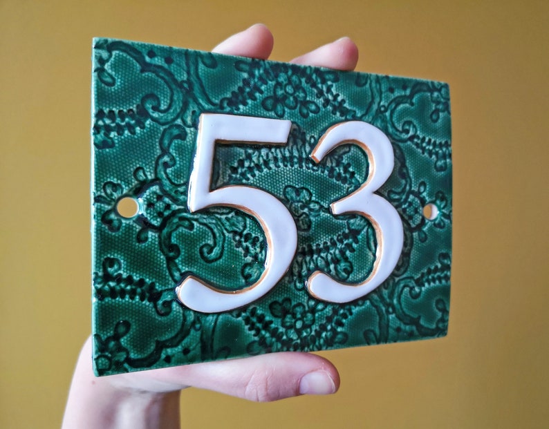 Emerald Green Housenumber Sign Vintage | Personalized Housenumber ...