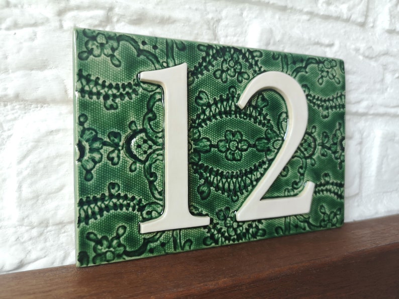 Emerald Green Housenumber Sign Vintage | Personalized Housenumber ...
