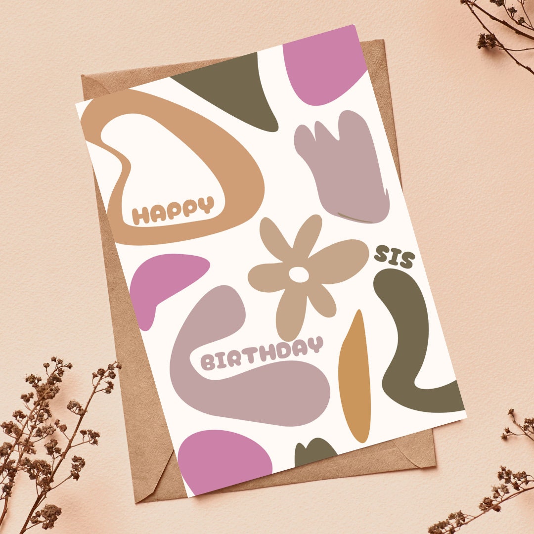 Funky Retro Abstract Birthday Card | Retro Pattern Art Birthday Card ...