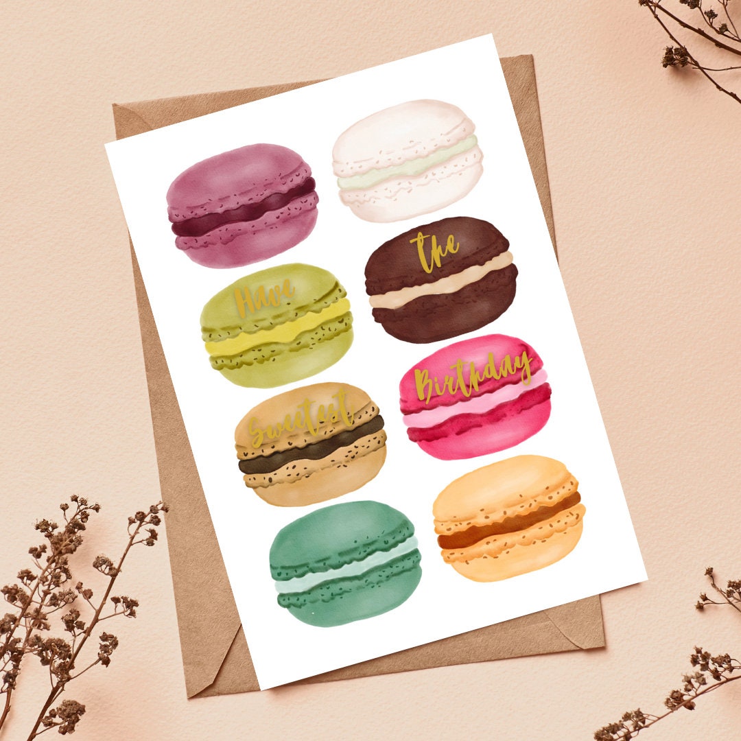 Cute Macarons Birthday Card | Dessert Birthday Card | Sweet Greeting ...