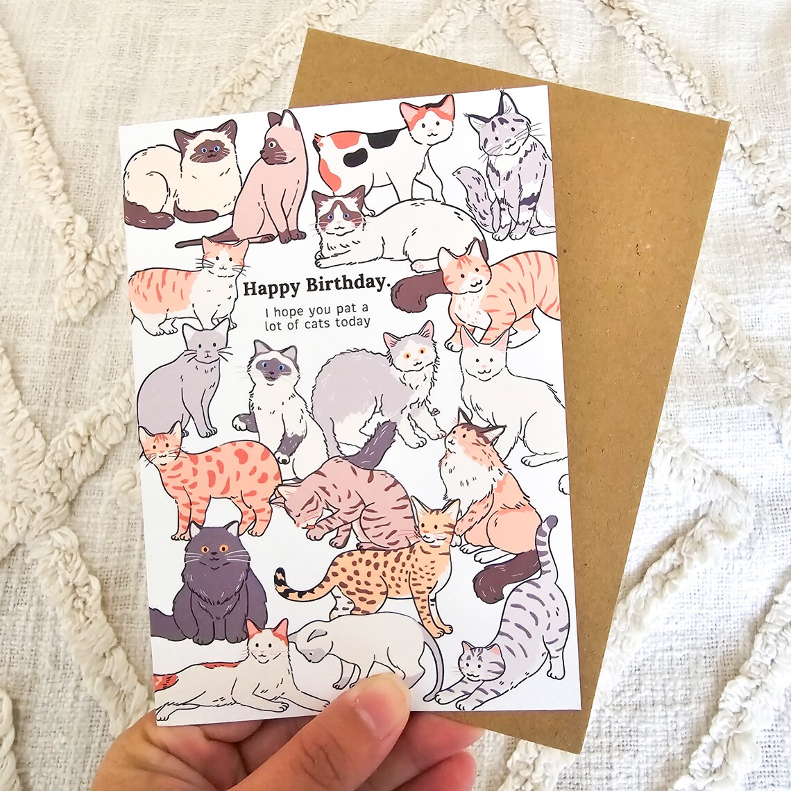 Cute Cat Birthday Card Cat Lover Card Card for Cat Mum Cartoon Cats ...
