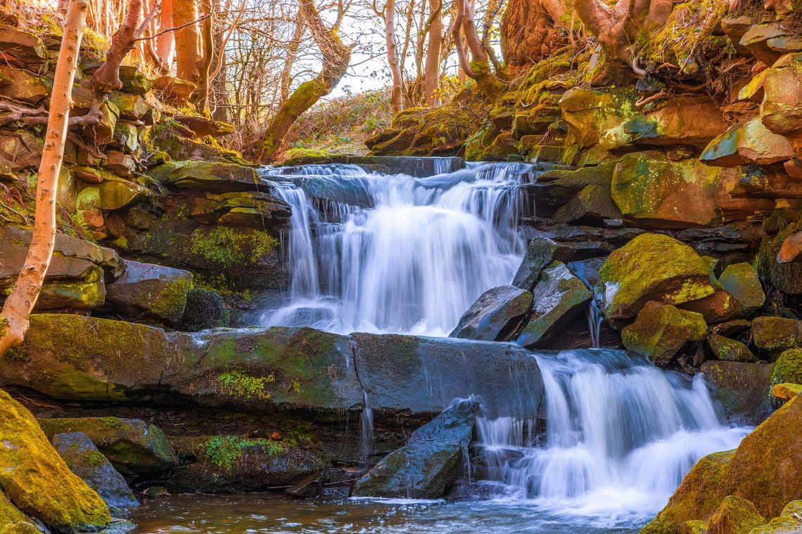 Long Exposure of Earby Waterfall Yorkshire Canvas Picture Wall - Etsy UK