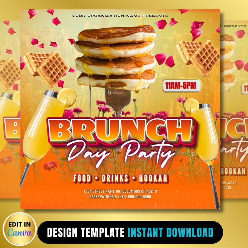 Editable Brunch Flyer Template | Customizable Canva Design for Events ...