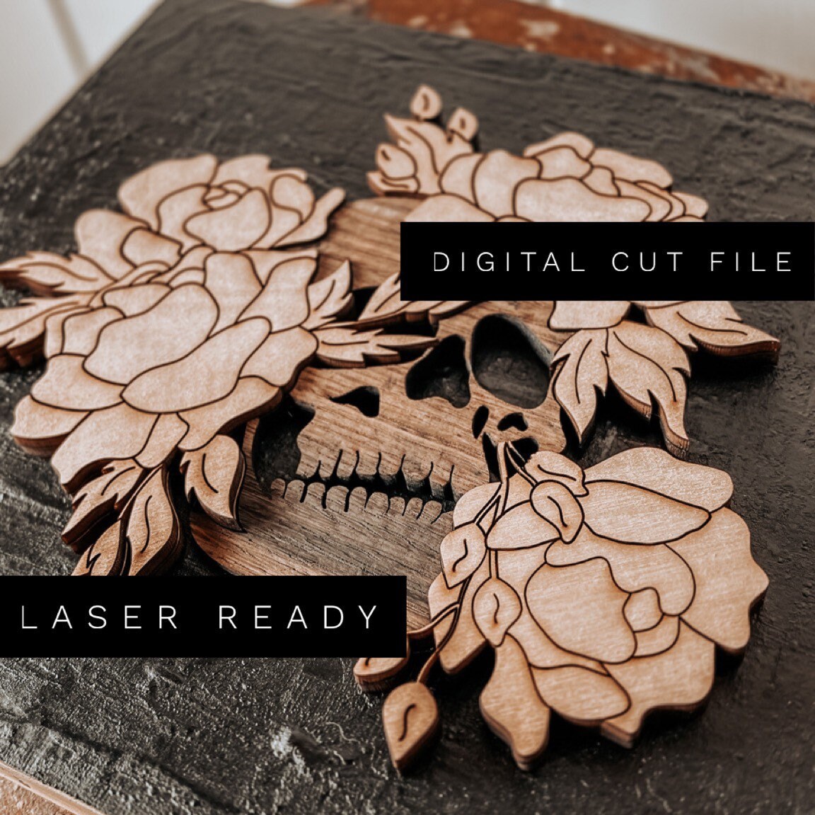 Floral Skull SVG Laser Cut File Wooden Sign SVG Laser - Etsy