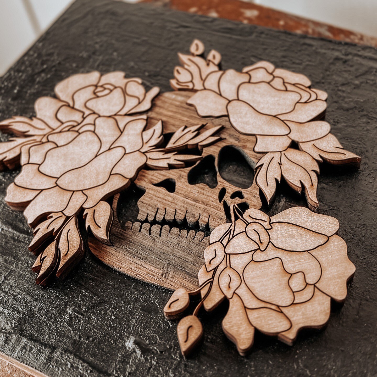 Floral Skull SVG Laser Cut File Wooden Sign SVG Laser - Etsy