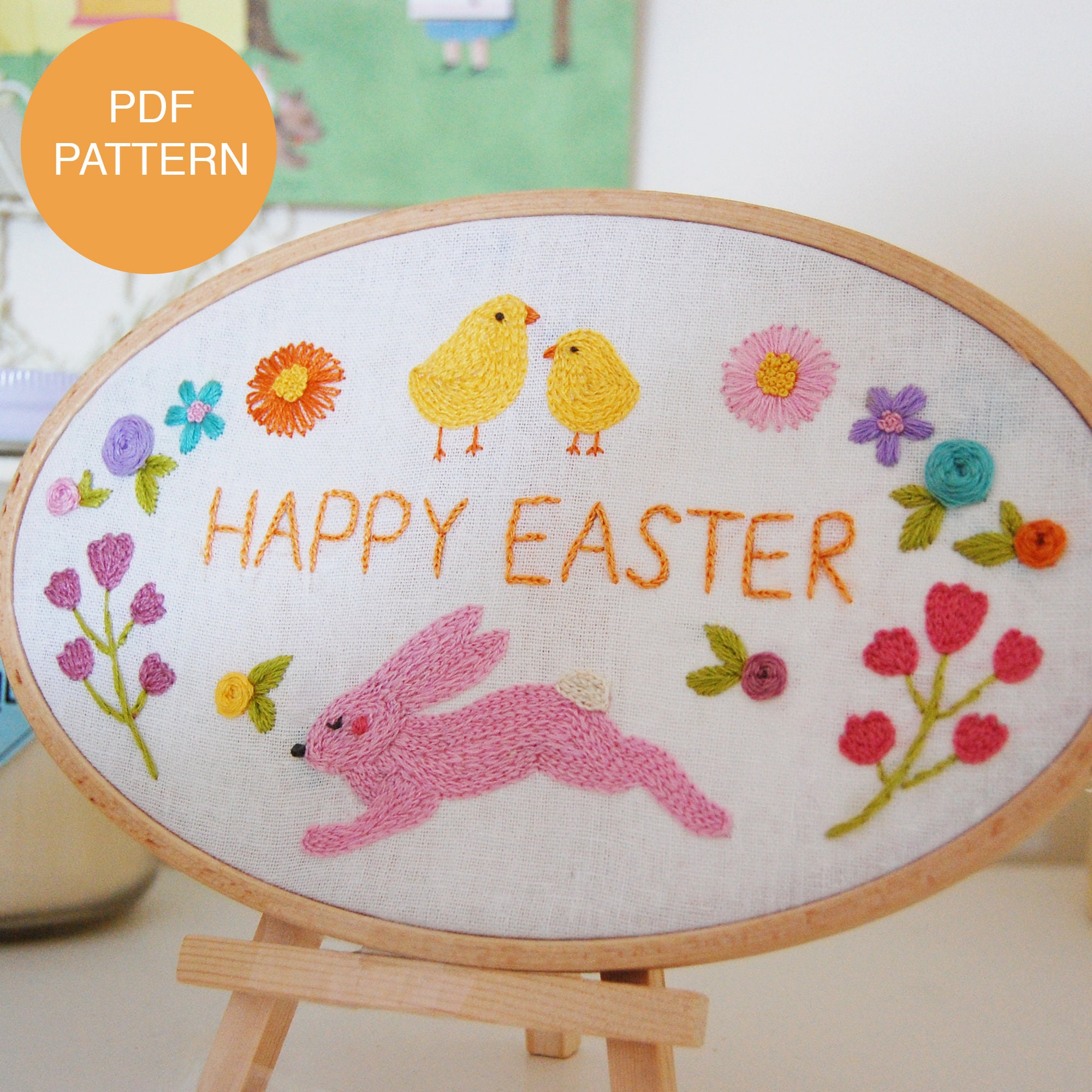 Happy Easter Hand Embroidery Pattern & Tutorial / Digital PDF Instant ...