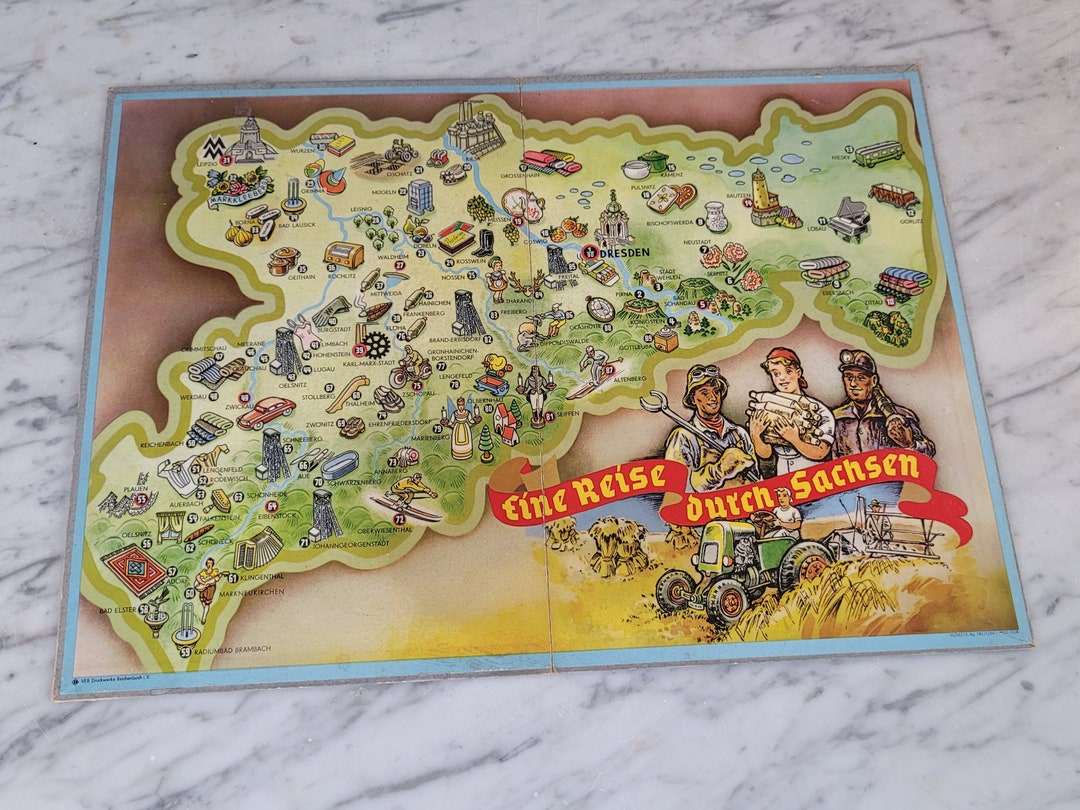 Board Game / Single Playing Field a Journey Through Saxony / Vintage ...