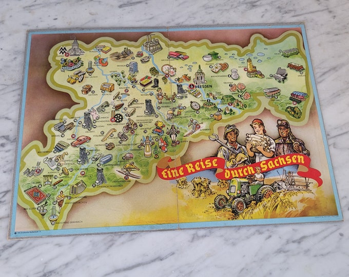 Board Game / Single Playing Field "a Journey Through Saxony" / Vintage ...