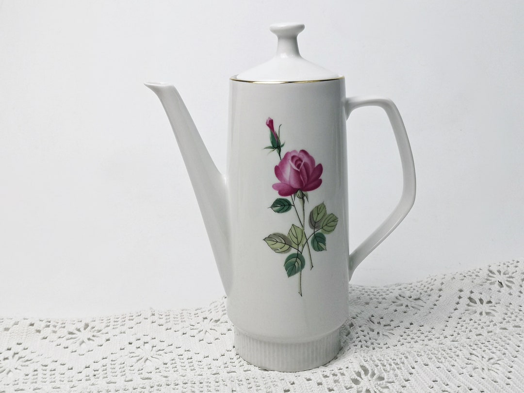 Vintage Mocha Pot / Small Coffee Pot / Teapot / 600ml / Porcelain Pink ...