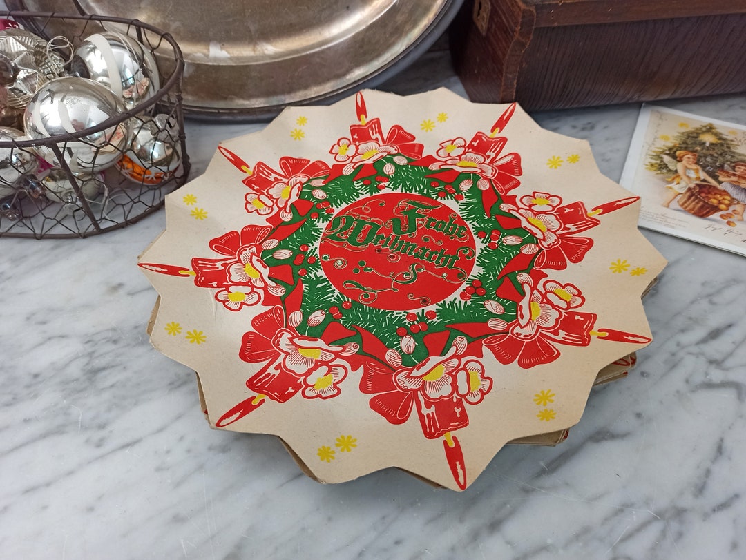 5 Vintage Christmas Plates Made of Papier-mâché / Antique Paper Plates ...