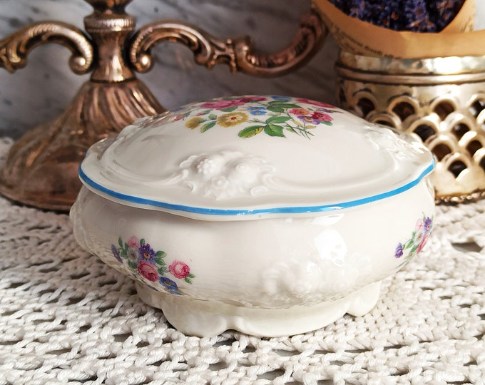 Vintage Lidded Tin / Small Candy Dish / Jewelry Box / Sugar Bowl ...