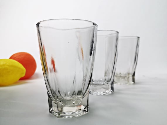 3 Small Drinking Glasses Made of Thick Pressed Glass Breakfast Glasses Vintage Shot Glasses Shot Glasses From the 1960s Etsy UK