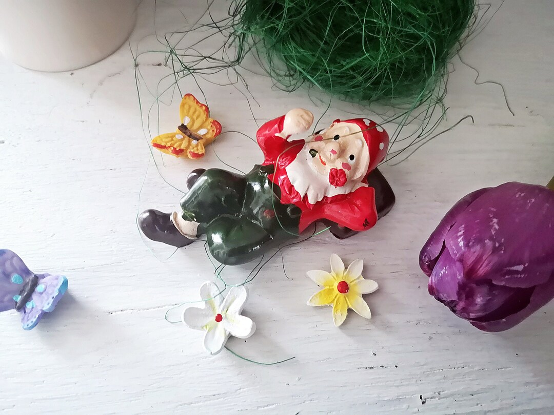 Small Lying Garden Gnome Miniature Chill Mini Kitsch - Etsy