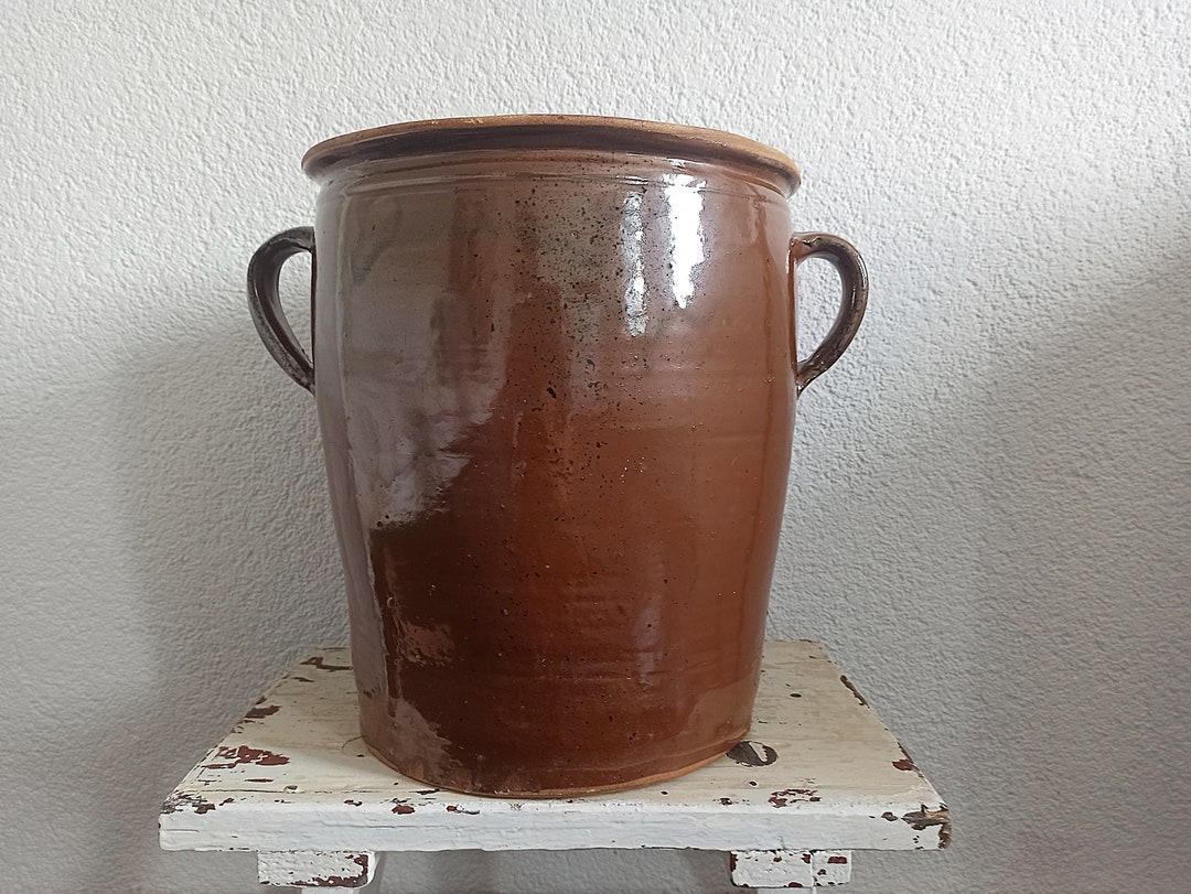Old Large Stone Pot / Old 13 Liter Stoneware Jar / Clay Pot / Cabbage ...