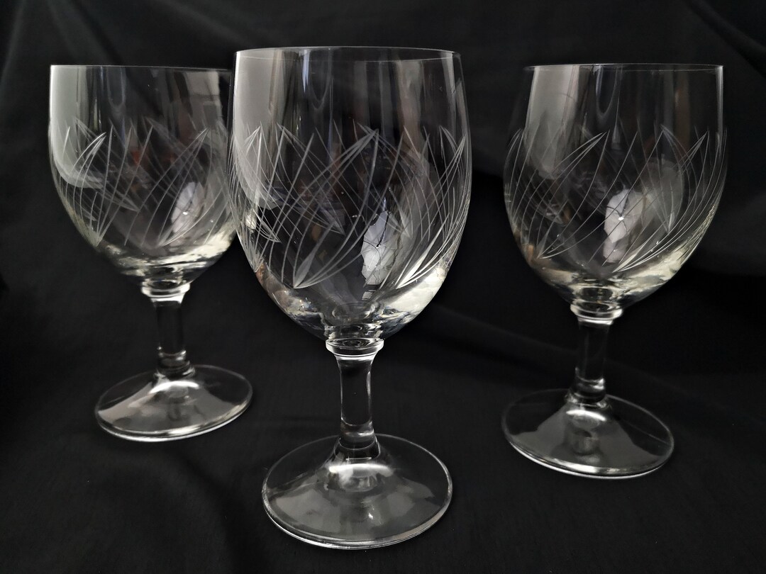 3 Delicate Water Glasses / Vintage Wine Glasses / Red Wine Glasses ...